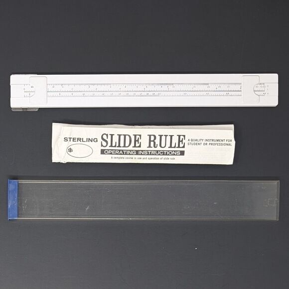 Office | Vintage White Sterling Precision Slide Rule With Case ...